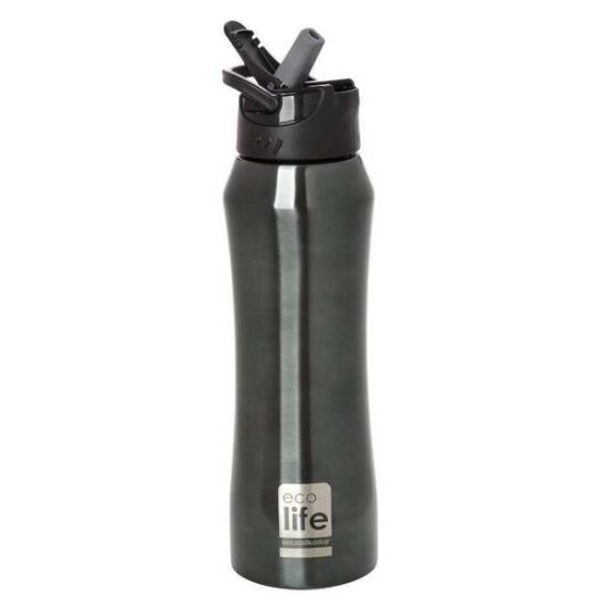 ΘΕΡΜΟΣ ΜΕΤΑΛΛΙΚΟ ECOLIFE 550ml ΜΑΥΡΟ ΜΕ ΚΑΛΑΜΑΚΙ | kanatas.gr